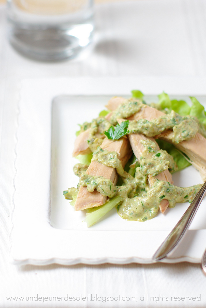 Salade de poulet in salsa verde - Un déjeuner de soleil