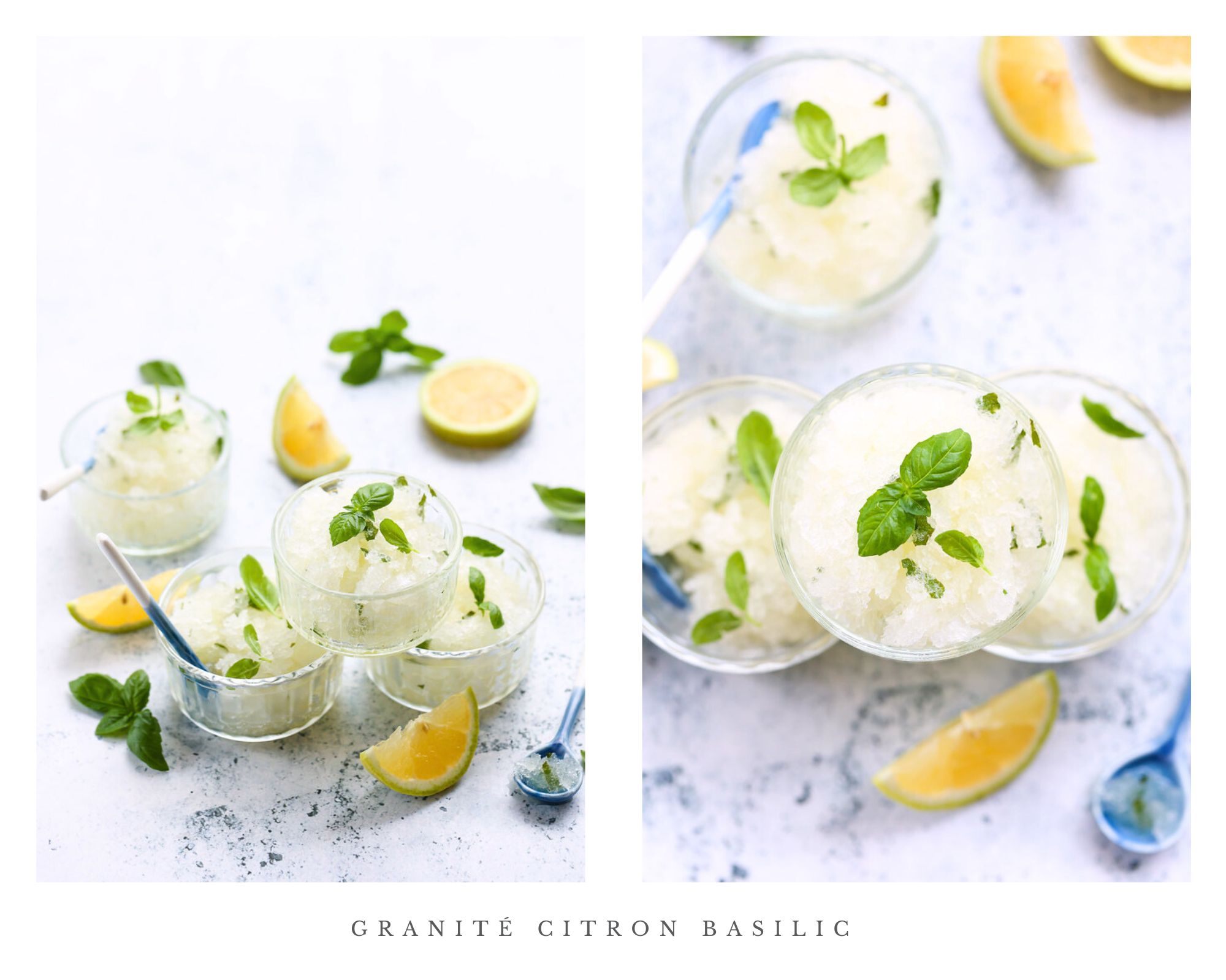 Granité citron basilic - Recette italienne facile - Un déjeuner de soleil